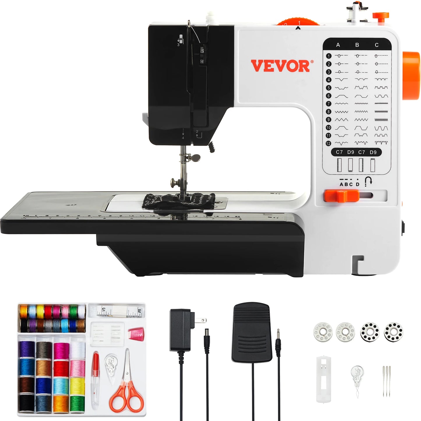 Sewing Machine Portable Dual Speed 38 Built-in Stitches & Reverse Sewi ...