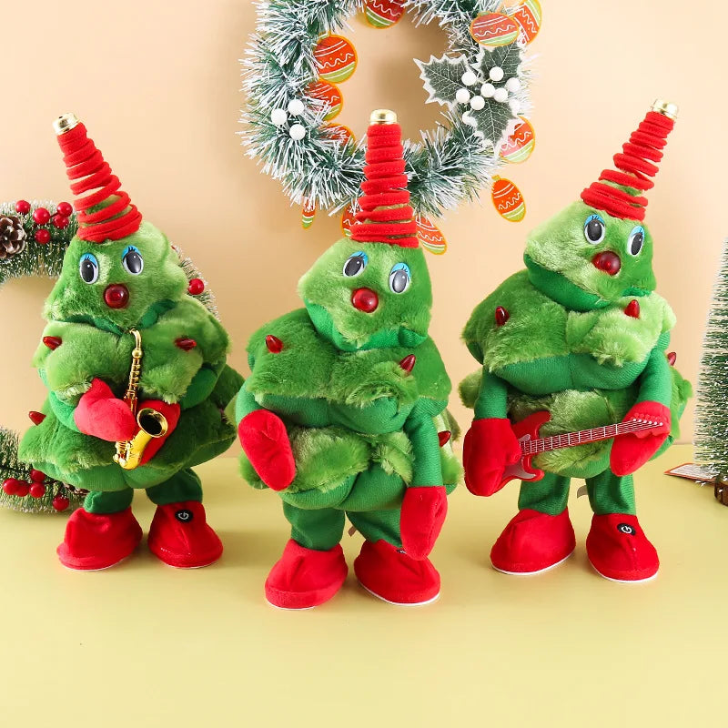 Electric Dancing Christmas Tree Plush Toy Glowing Halloween Christmas ...