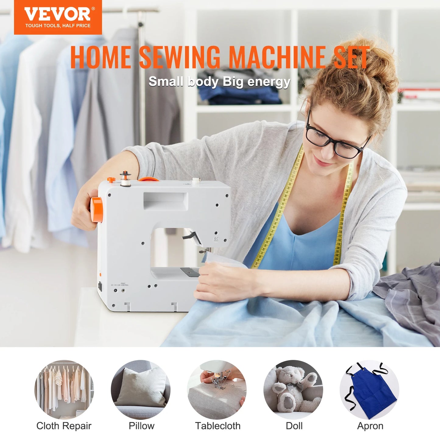 Sewing Machine Portable Dual Speed 38 Built-in Stitches & Reverse Sewi ...